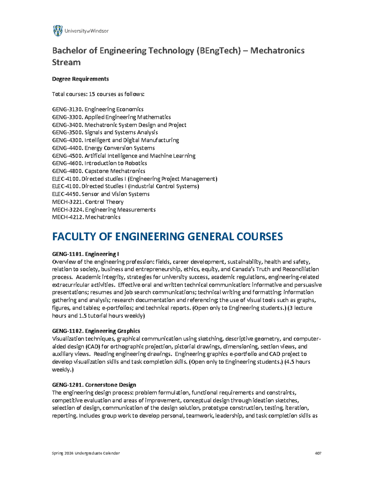 BEng Tech - Mechatronics Program Course Overview and Details - Studocu