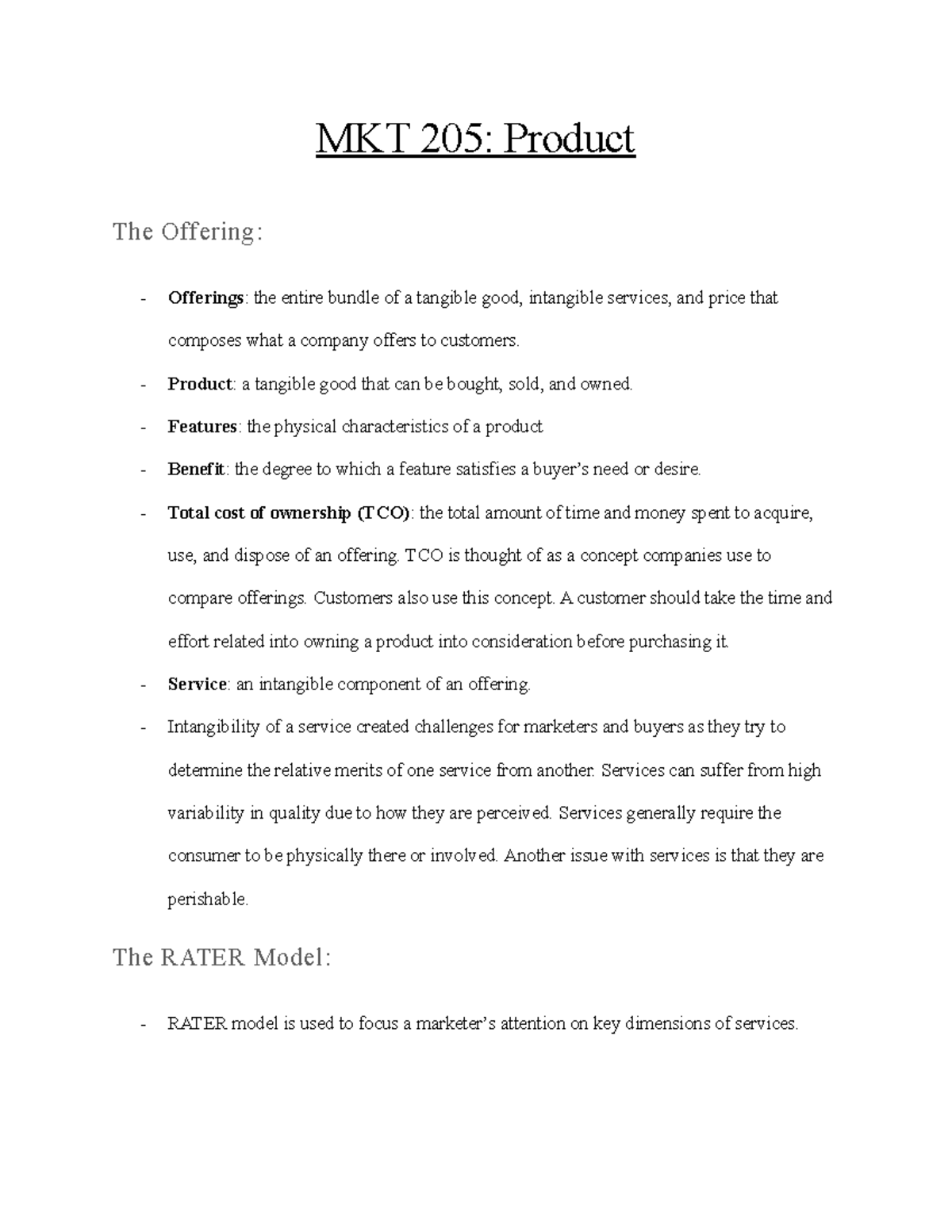 MKT 205 Module 6: Comprehensive Notes on Product Marketing Concepts ...