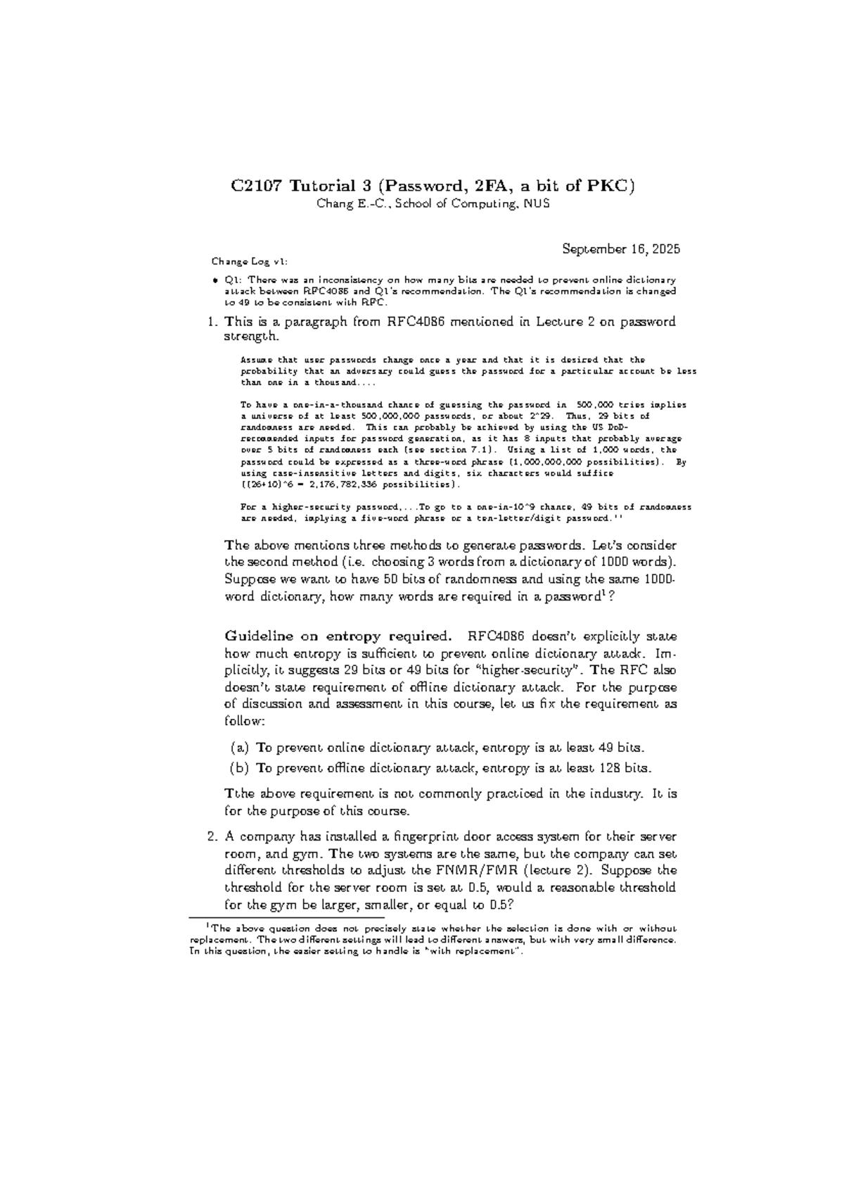 C2107 Tutorial 3: Password Security & 2FA Analysis - Chang School - Studocu