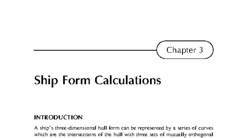 Tupper 2013 - Chapter 3: Ship Form Calculations and Methods - Studocu