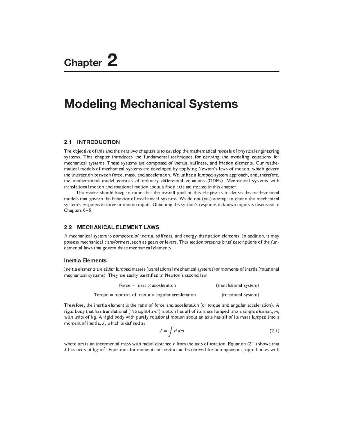 CH2 - Lecture Notes: Modeling Mechanical Systems Overview - Studocu