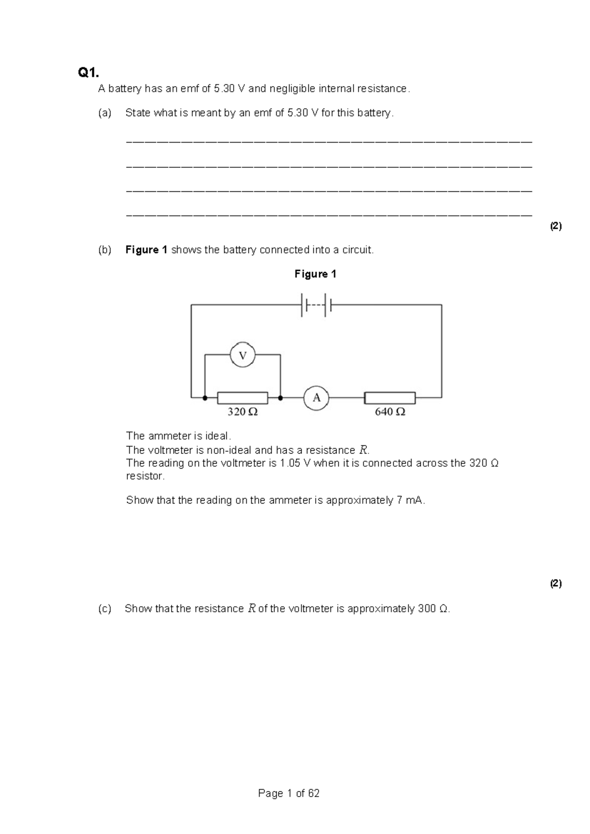 AQA A-Level Physics: Electricity 1 - Comprehensive Question Set - Studocu