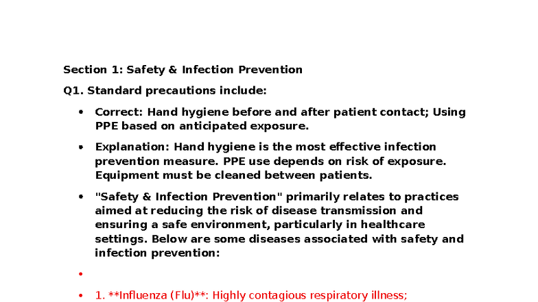 Study Guide 1242025: Safety, Infection Prevention & Patient Care - Studocu