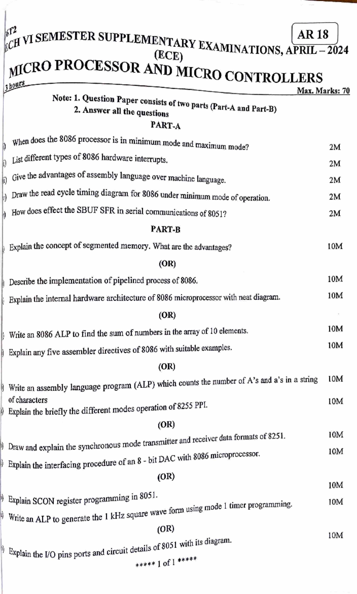 MPMC University Questions Paper - 6 ####### ~gVJSEMESTERSUPPLEMENTARY ...