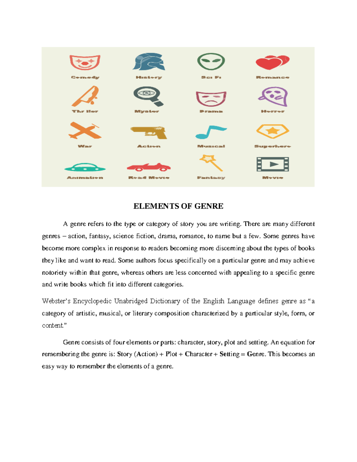 WEEK 008: Understanding Elements of Genre in Literature - Studocu