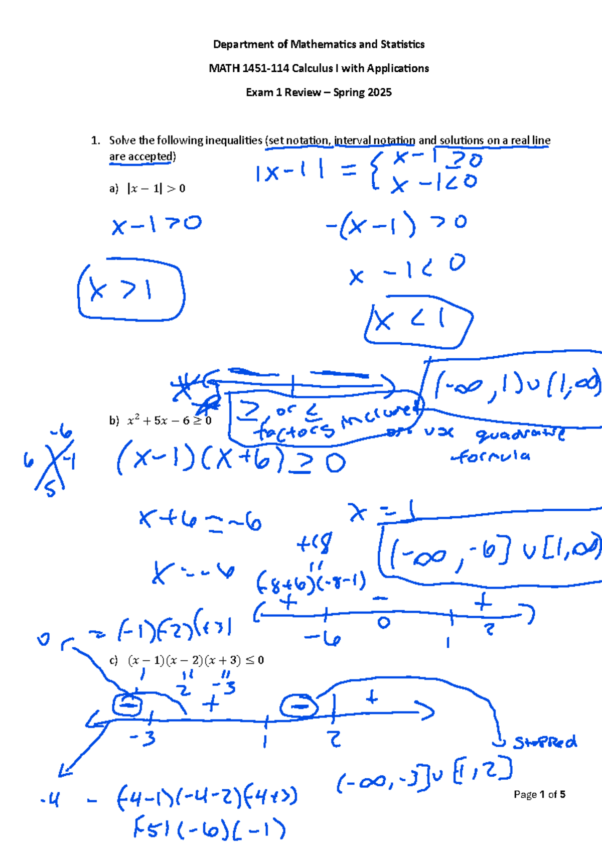 Math 101 Calculus I Exam 1 Review Guide Spring 2025 Studocu
