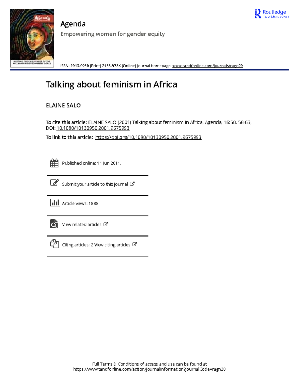 Feminism in Africa: Insights from Prof. Amina Mama's Interview - Studocu