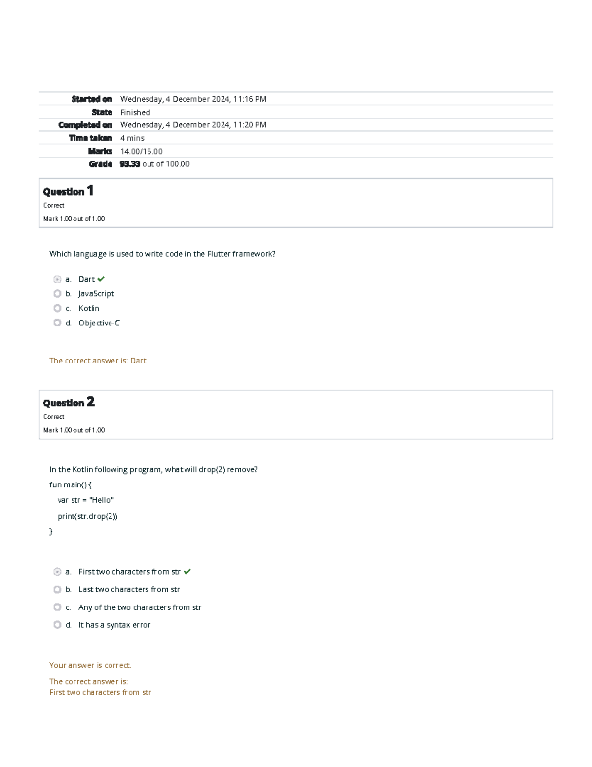 Graded Quiz Unit 3 - Flutter & Kotlin Concepts Review - Studocu