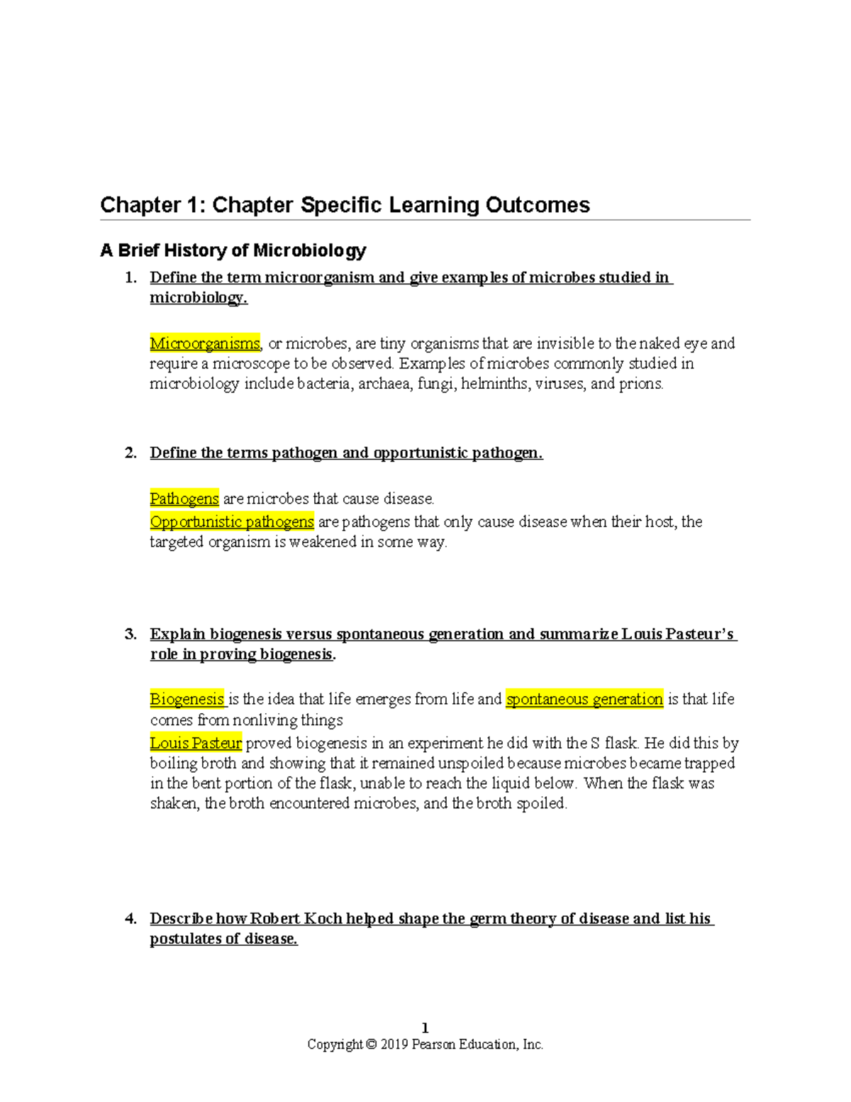 Chp 1: Learning Outcomes & Key Concepts in Microbiology - Studocu