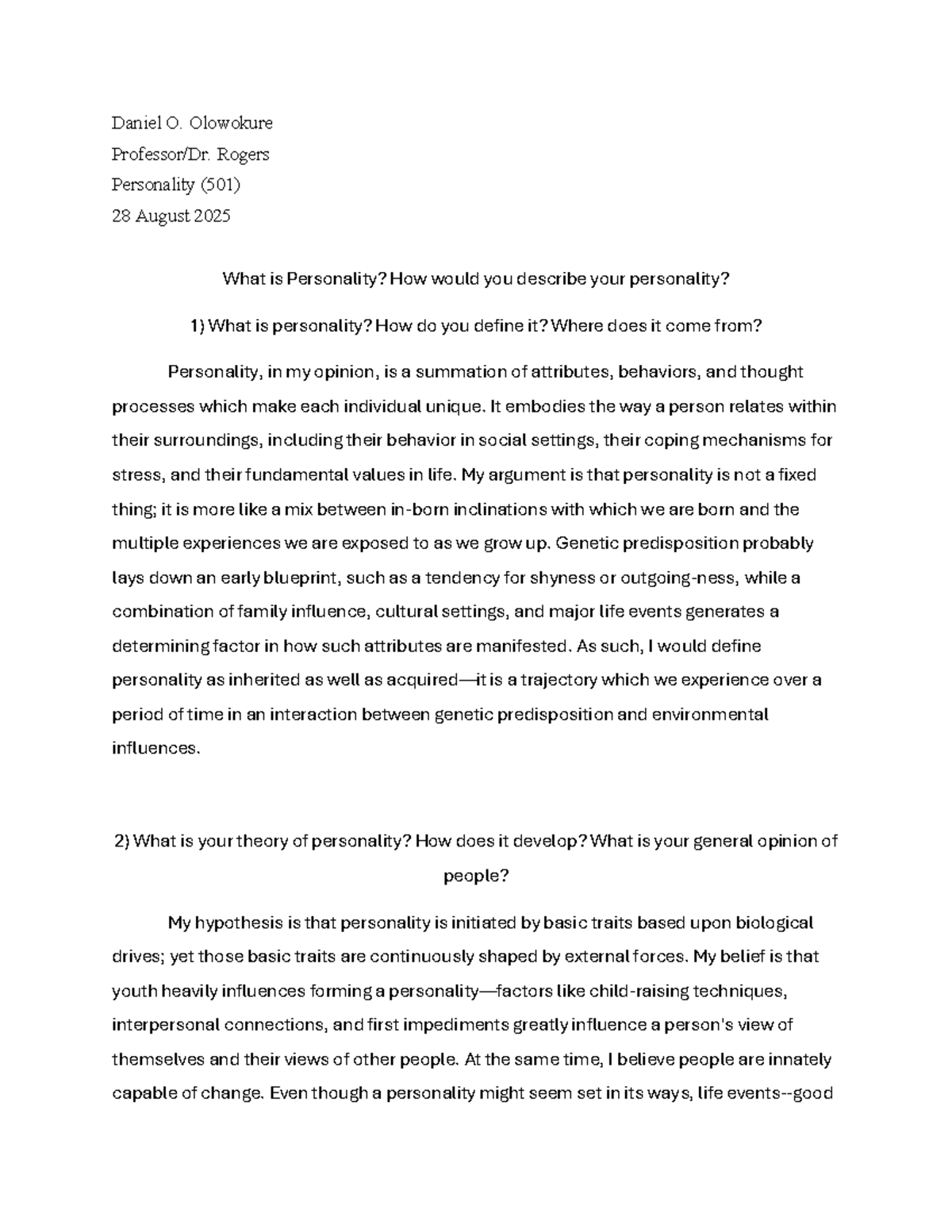 Rogers Personality Theory (501) - Understanding Personality Traits ...