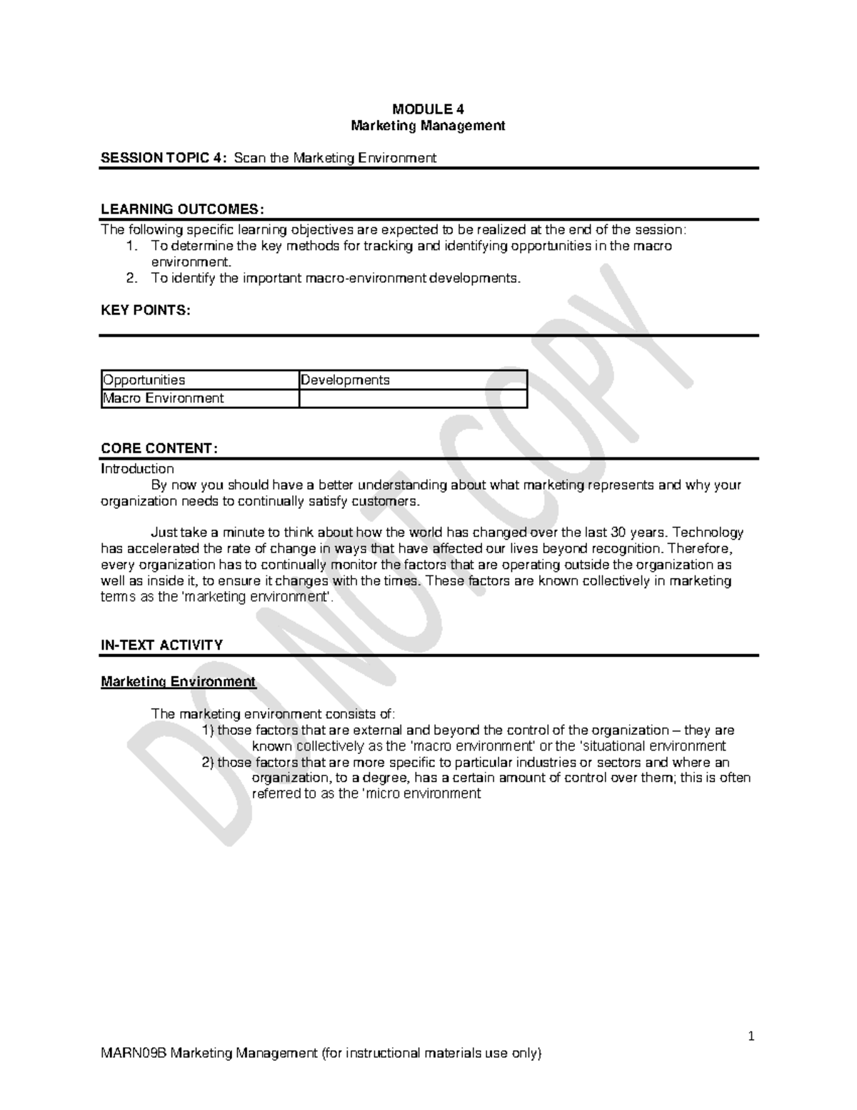 Module 4 - Marketing Management: Scanning the Marketing Environment ...