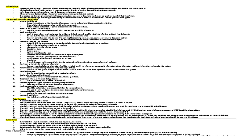 Epidemiology Cheat Sheet: Disease Detectives Overview (EPI 101) - Studocu