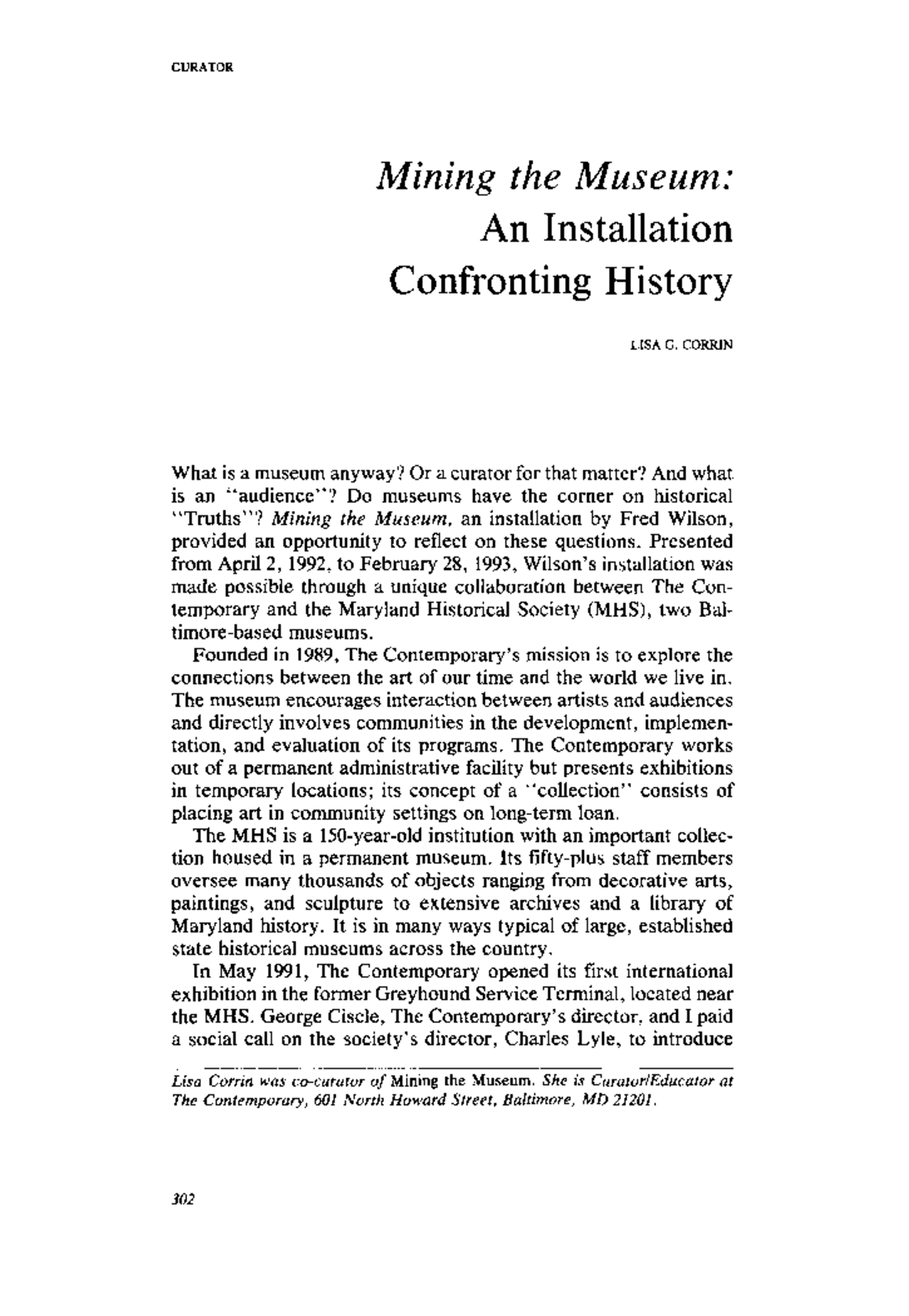 Mining the Museum: Confronting Historical Narratives in Art and ...