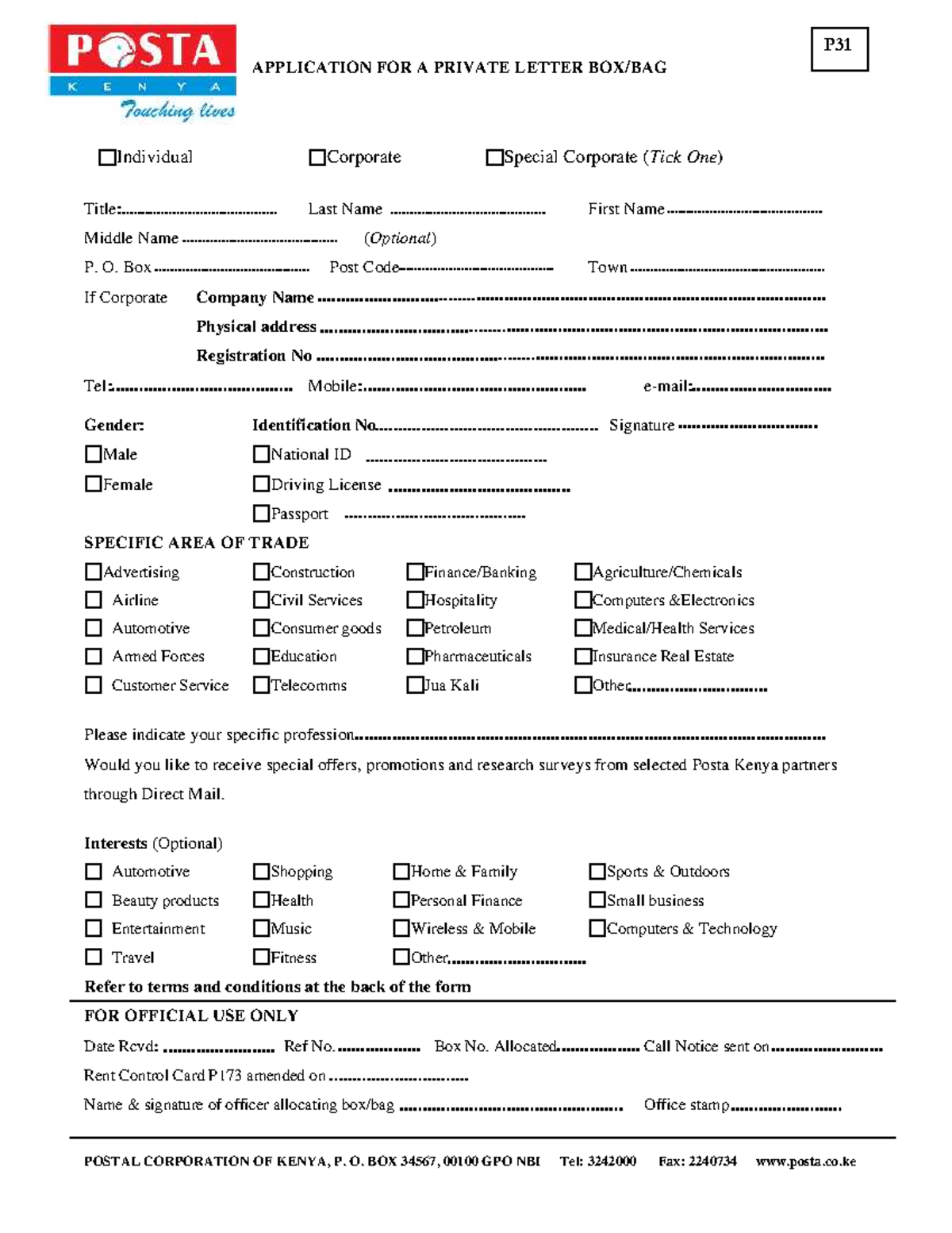 Application Form for Private Letter Box - PCK 2023 - Studocu