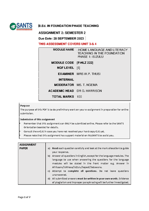 [Solved] 11 Funda lesi siqeshana bese uphendula imibuzo elandelayo - BEd Foundation Phase (F-HLZ ...