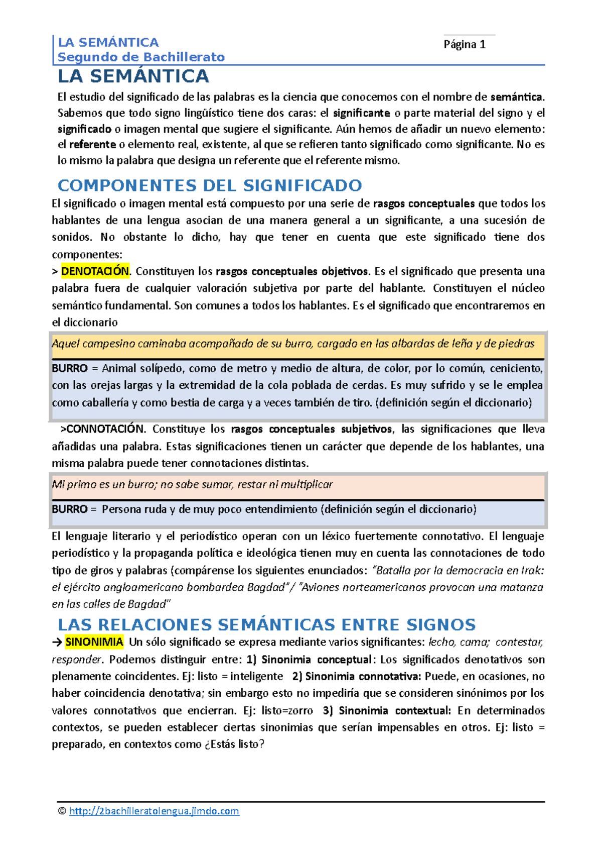 LA SEMÁNTICA: Características y Relaciones de Significado - 2º ...