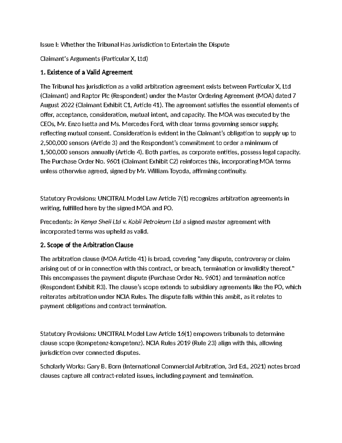 Arbitration Jurisdiction Analysis: Particular X, Ltd vs. Raptor Plc ...