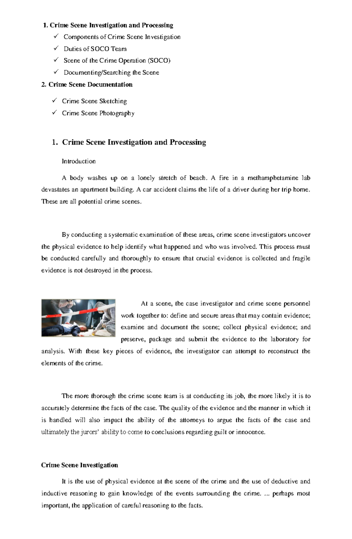 SOCO 1.2 Scene of Crime Operations: Investigations & Documentation - Studocu