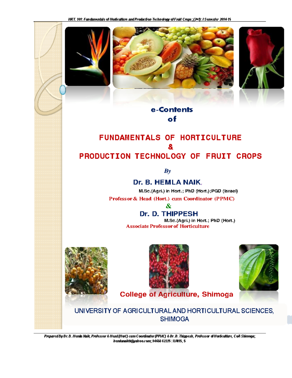 Fundamentals of Horticulture & Production Tech. of Fruit Crops Notes ...