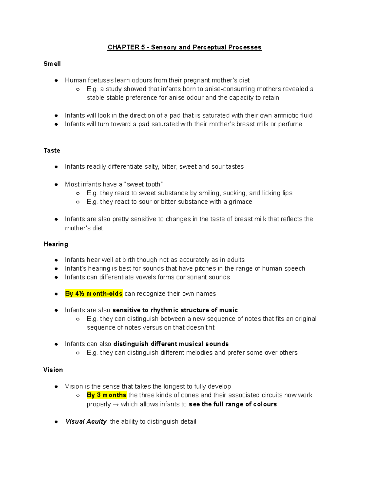 CHAPTER 5: Sensory and Perceptual Processes in Infants - Studocu