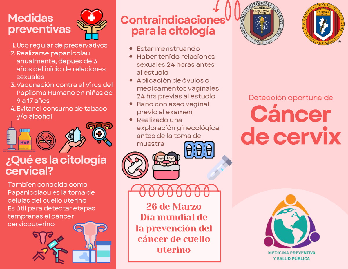 Guía Preventiva: Cáncer de Cérvix y Citología Cervical - Tríptico - Studocu