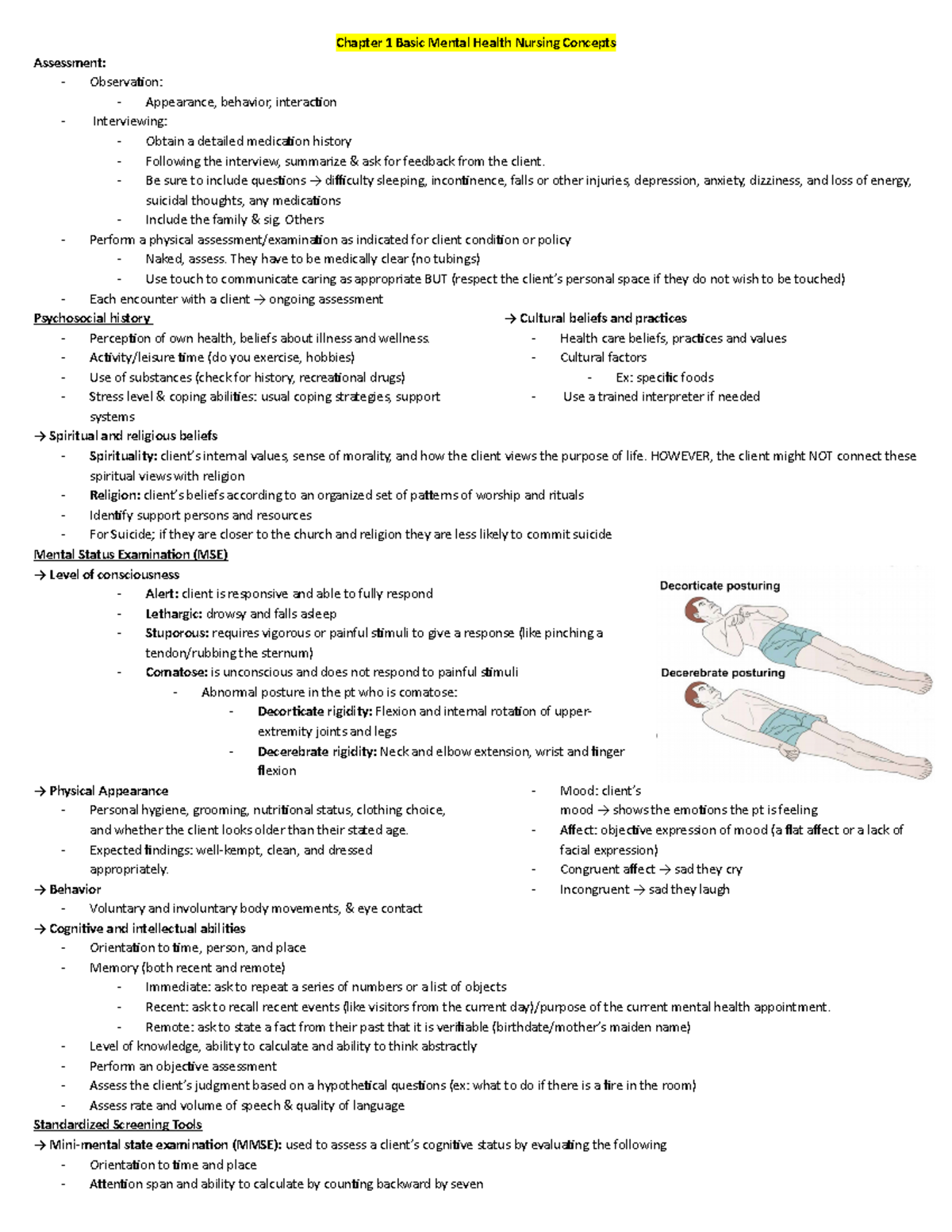 Mental Health Nursing Concepts - Unit 1 Exam Study Guide (MHN101) - Studocu
