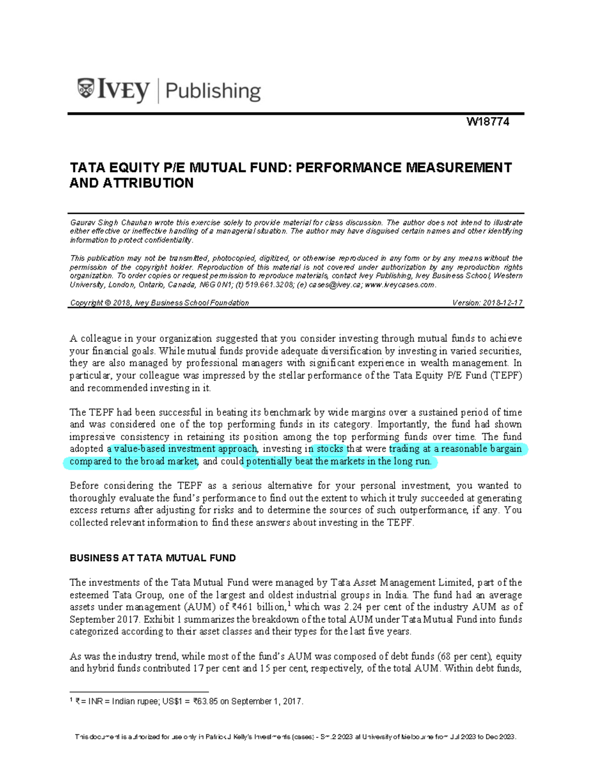 TATA Equity P/E Fund Case Study: Performance Analysis and Attribution ...