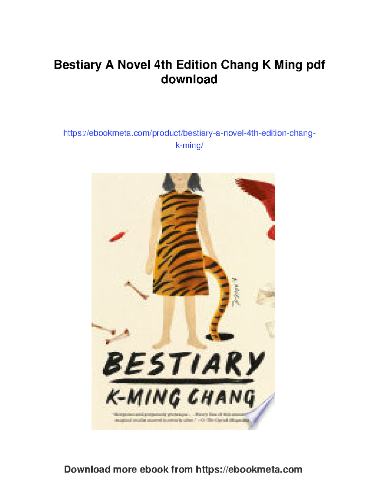 Bestiary: A Novel (4th Ed.) by Chang K. Ming - PDF Download Guide - Studocu