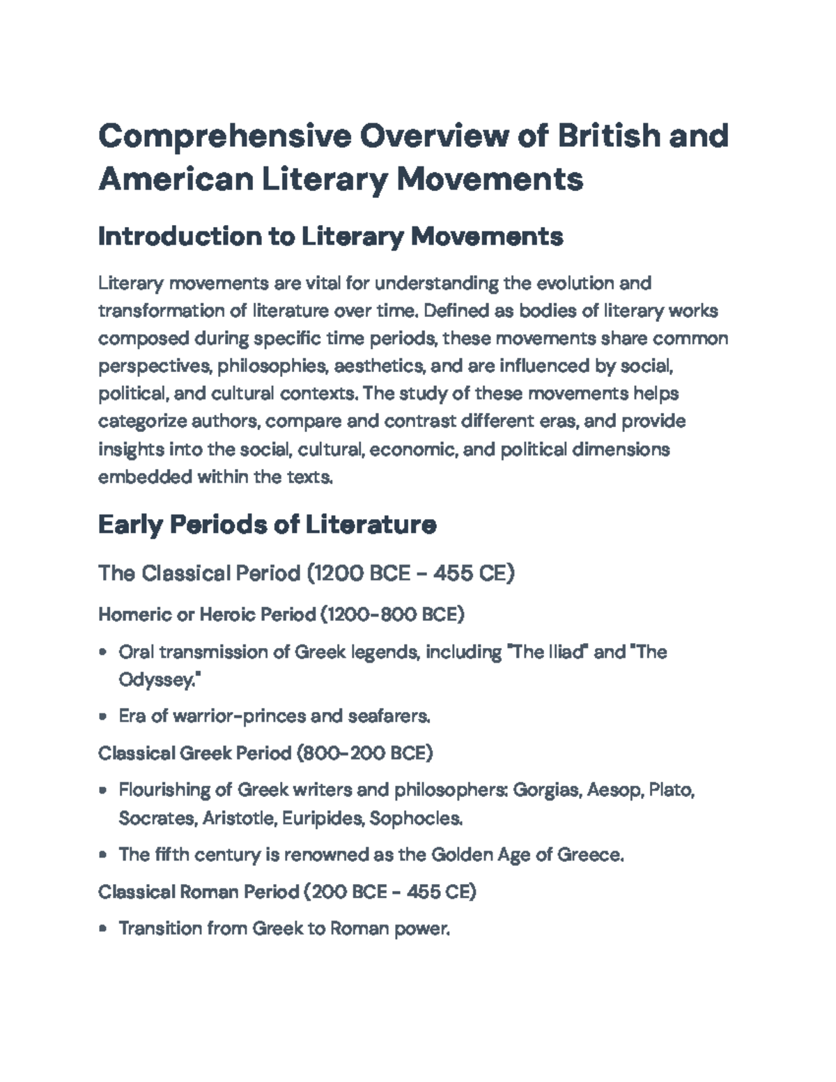 Comprehensive Overview of British and American Literary Movements ...