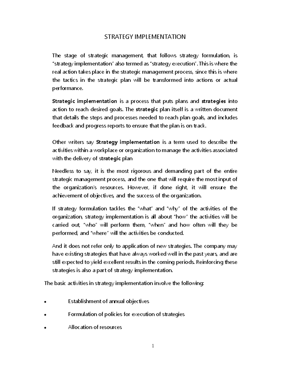 Strategic Implementation: Key Steps and Factors for Success - Studocu
