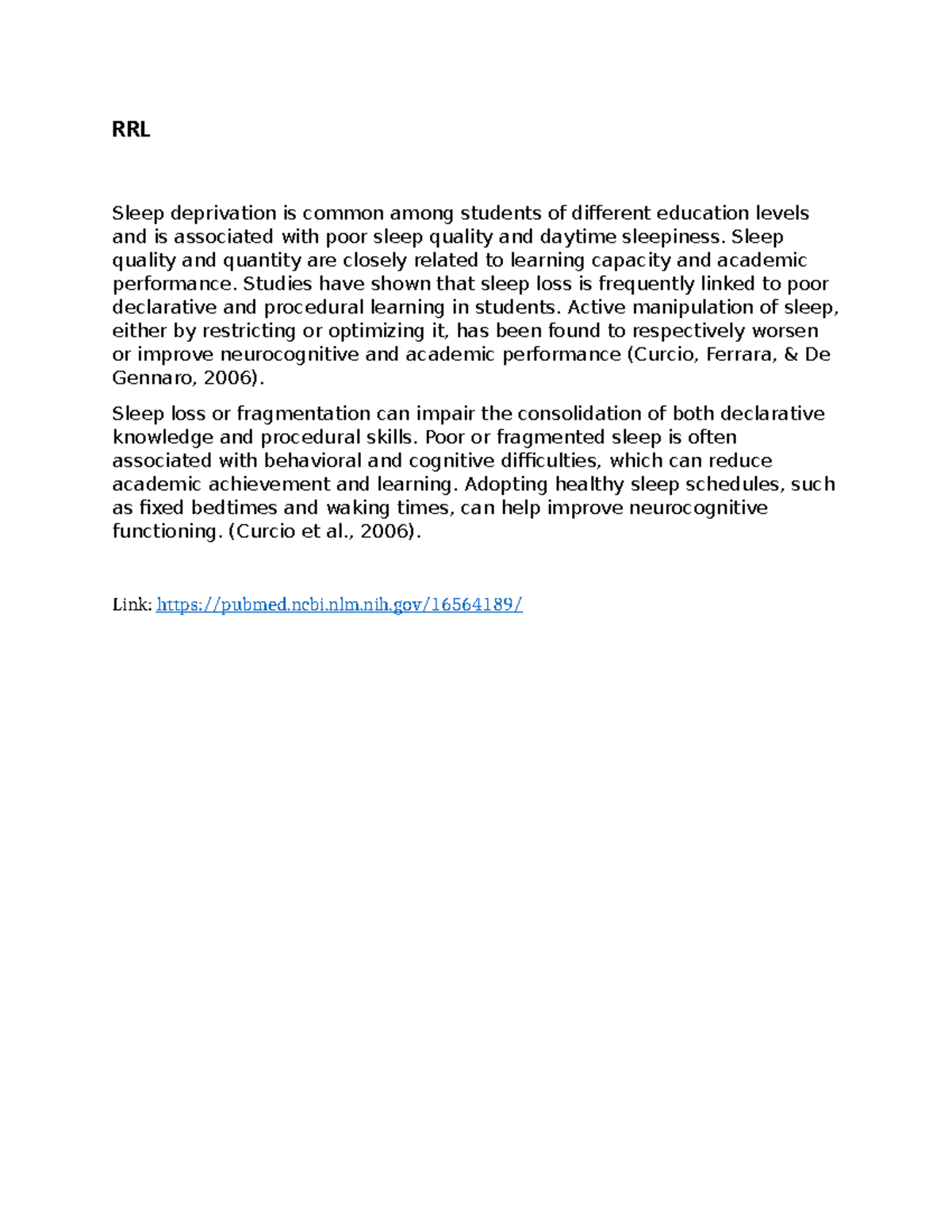 RRL - Sleep Deprivation and Its Impact on Student Performance - Studocu