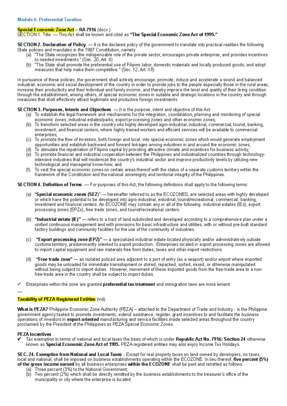 Module 4 - Preferential Taxation- strategic tax management ...