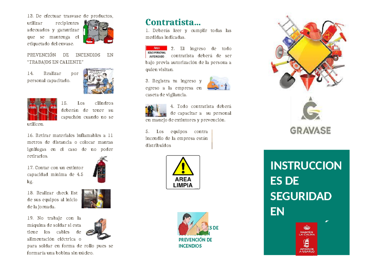 Instrucciones de Seguridad para la Prevención de Incendios - Curso 13 ...