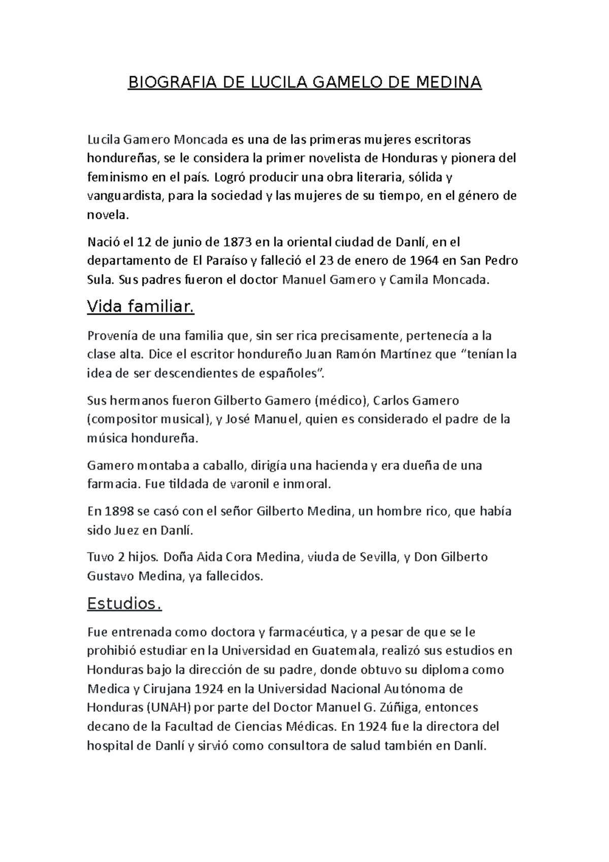Biografía de Lucila Gamero de Medina: Escritora y Pionera Feminista ...
