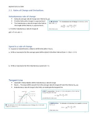 Applied Calculus 1044: Derivative as Function Exercises and Graphs - Applied Calculus 1044 2 ...
