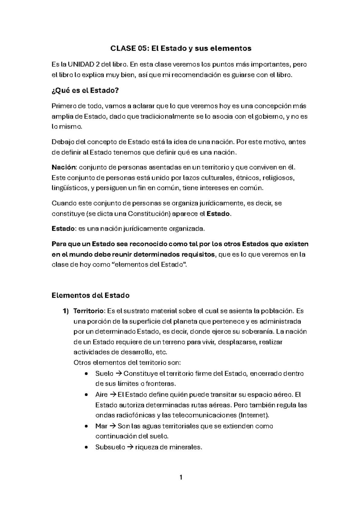 Clase 05 El estado y sus elementos - CLASE 05: El Estado y sus ...