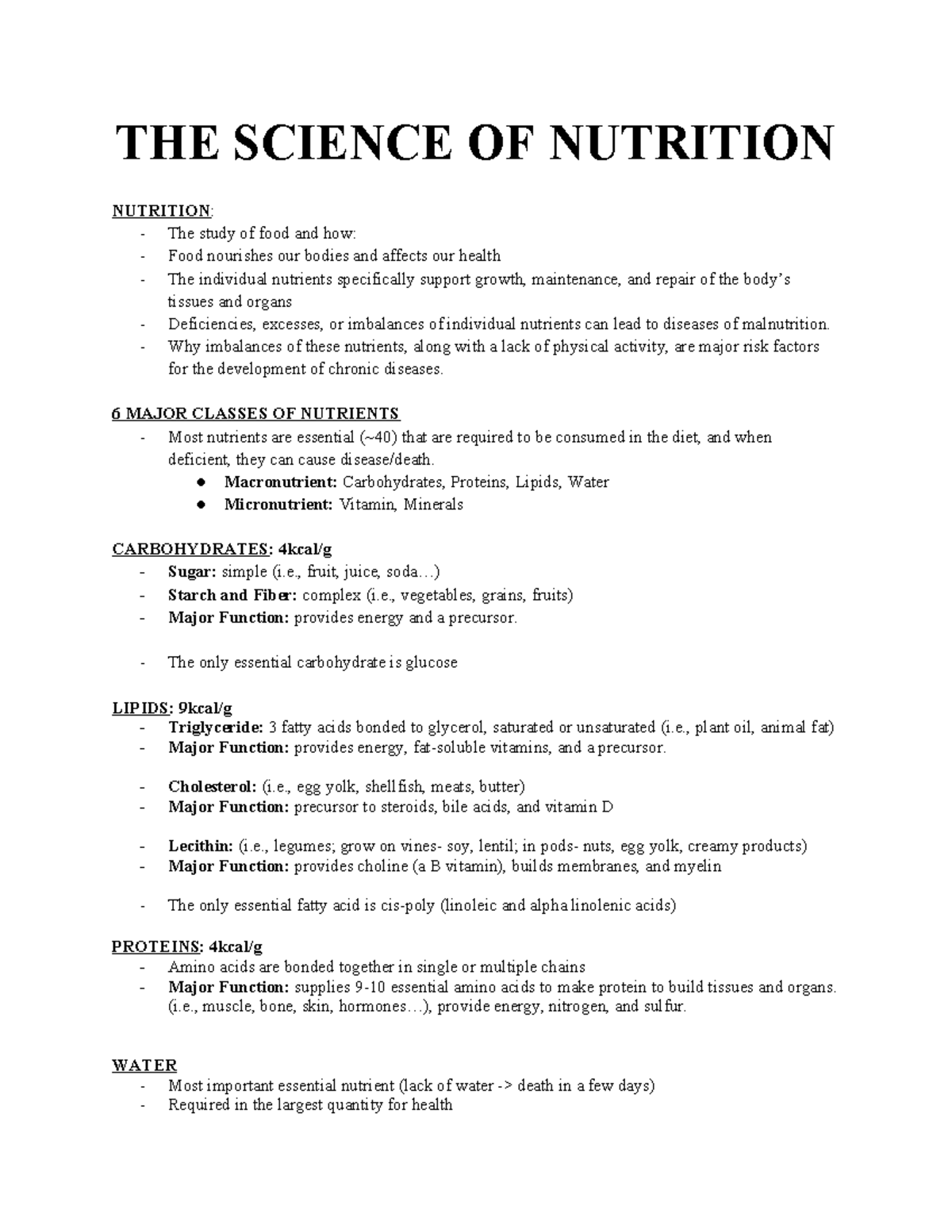 NUTRITION SCIENCE: Understanding Nutrients and Health Factors - Studocu