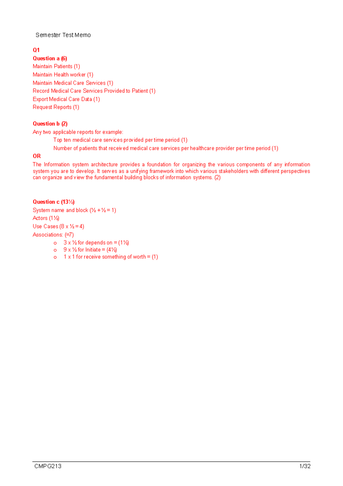 CMPG213 Semester Test 2025 Memo: Key Concepts & Questions Analysis ...