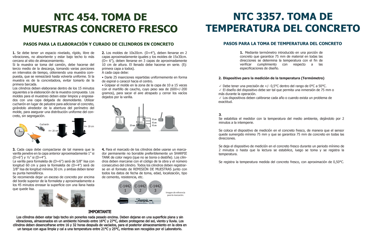 Guía NTC 454 y 3357: Toma de Muestras y Temperaturas en Concreto - Studocu