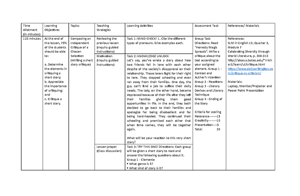 3.3 Composing an Independent Critique of a Chosen Selection - Time ...