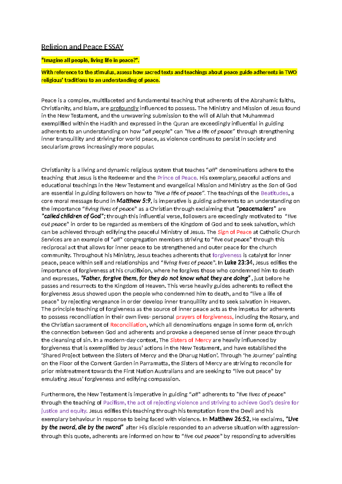 Religion and Peace Essay 3: Understanding Sacred Texts in Christianity ...