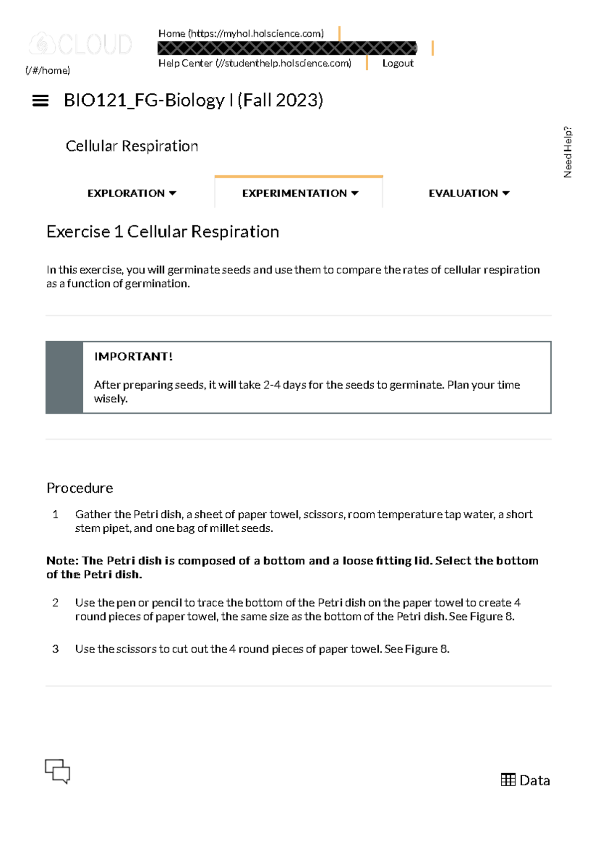 BIO121_FG - Cellular Respiration Lab Exercise 1 (Fall 2023) - Studocu