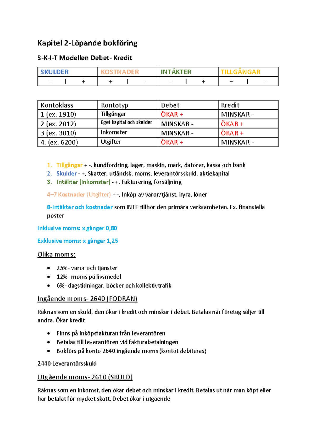Kapitel 2: Löpande Bokföring och S-K-I-T Modellen - Externredovisning ...
