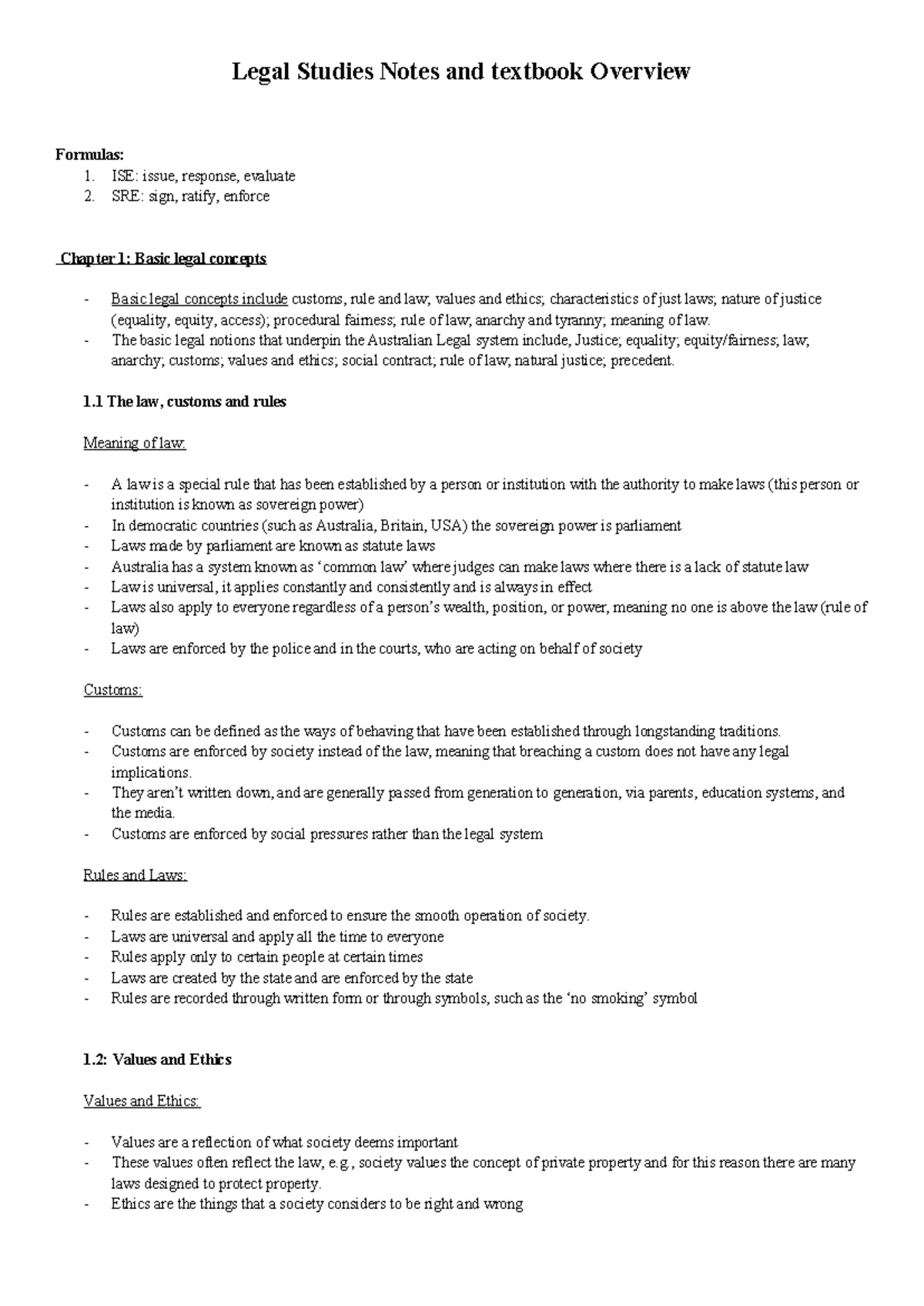 Legal Studies Prelim Notes: Textbook Overview & Key Concepts - Studocu