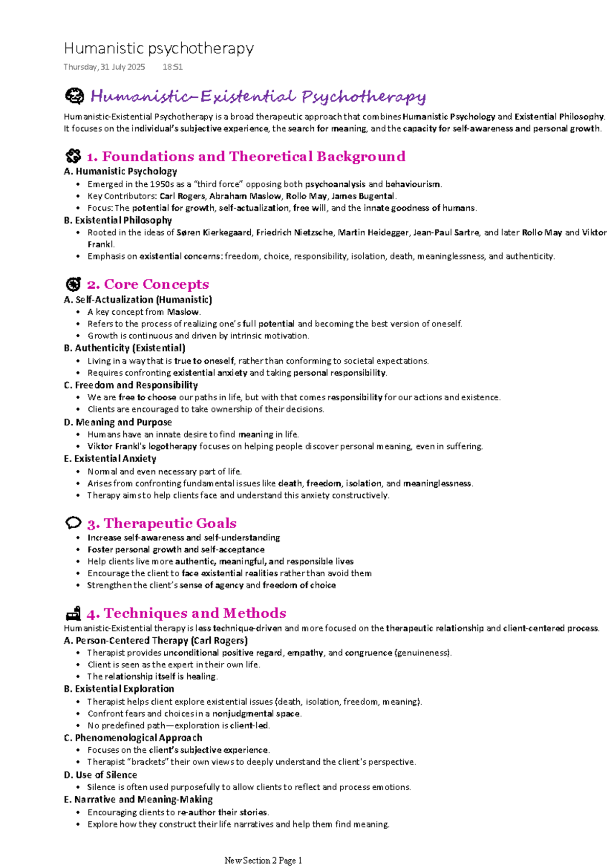 Humanistic Psychotherapy: Foundations & Core Concepts - Studocu