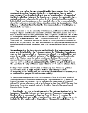 GED 5 LIFE AND Works OF Rizal - Life and Works of Jose Rizal RA 1425 ...