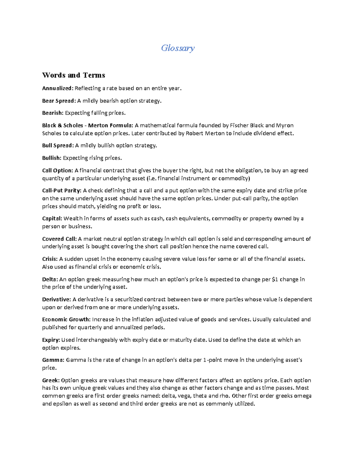 002 Course-Acronyms: Glossary of Financial Terms and Concepts - Studocu