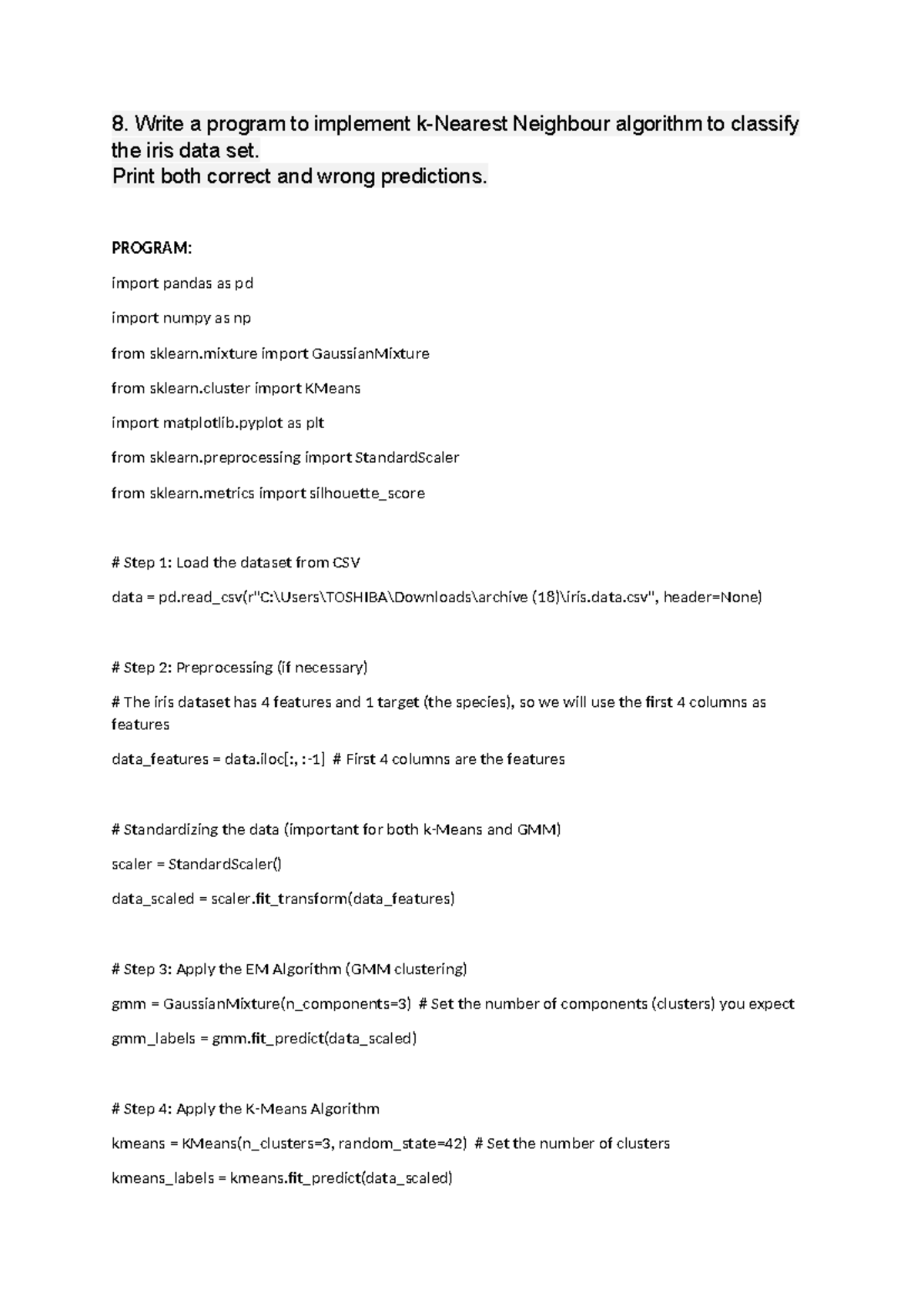ML 8: Neighbour Algorithm Implementation & Iris Dataset Predictions ...