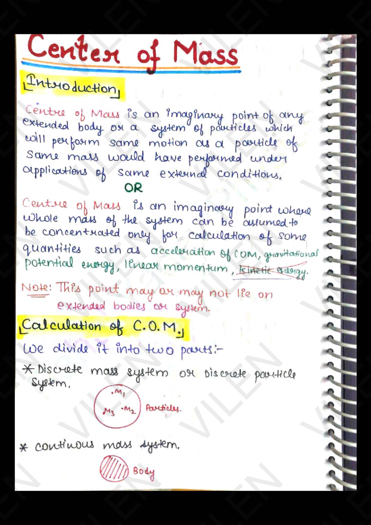 Centre of Mass Study Notes - E EN EN EN Course Code - Studocu