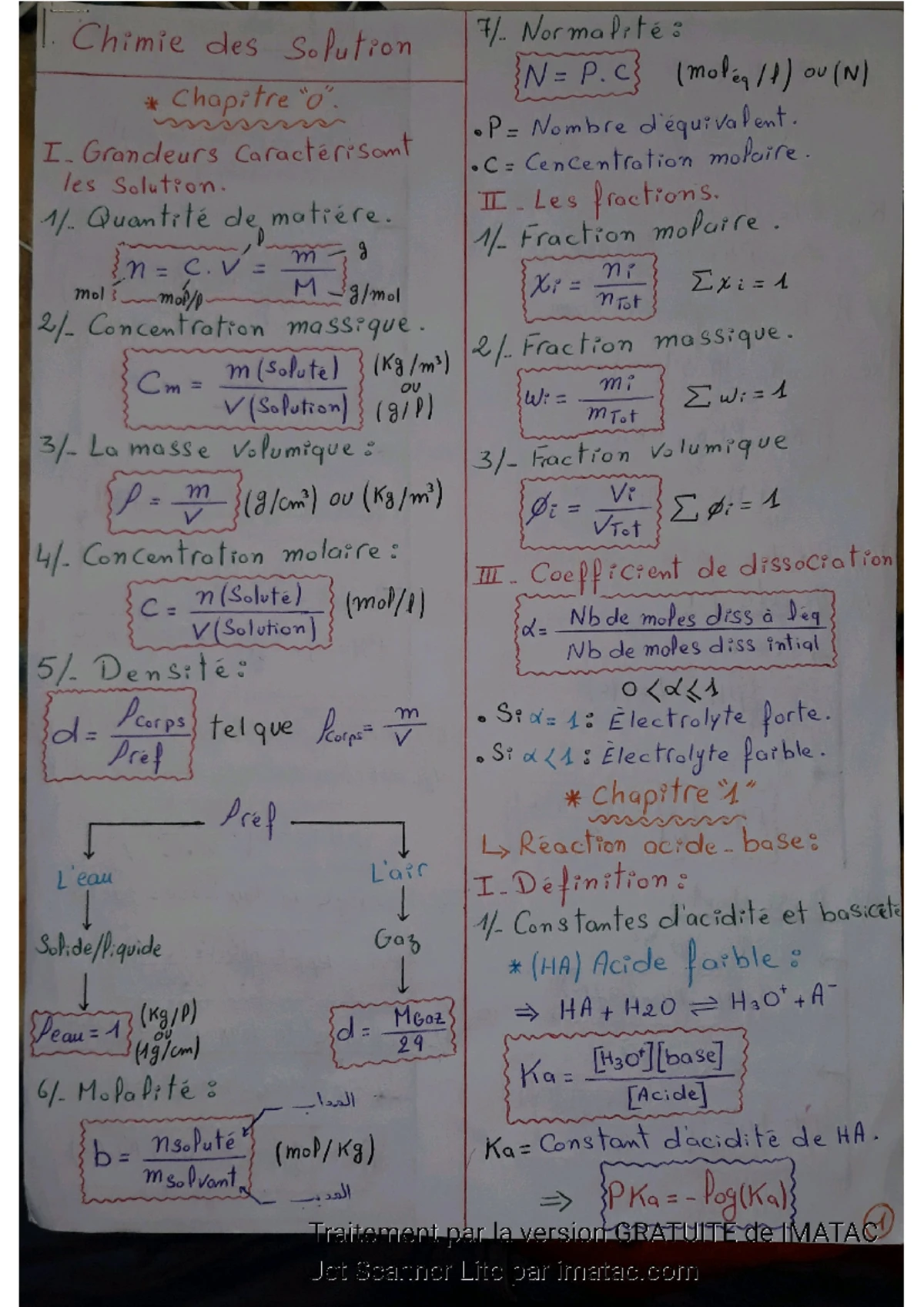Résumé sur la Chimie des Solutions S2 - Studocu